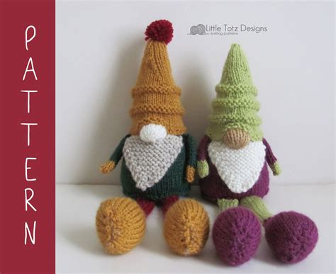 Shelf Sitter Gnome Pattern Soft Knit Toy Tutorial Knitting Etsy