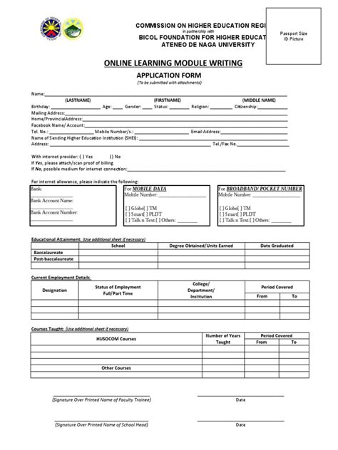 Training Application Forms For The Faculty Training For Flexible