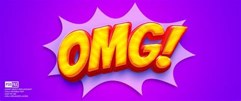 Premium PSD | Omg text editable 3d comic style text effect