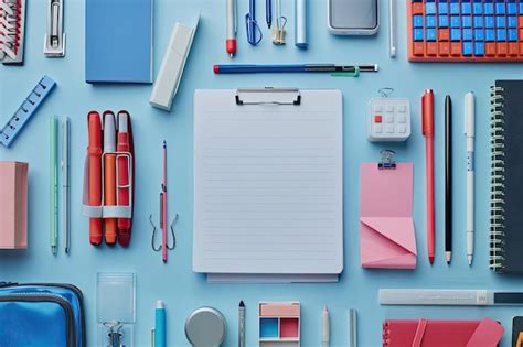 Neatly Arranged Office Supplies Premium AI Generated Image