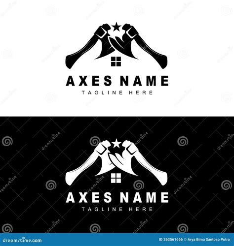 Ax Logo Design War Tool Illustration And Woodcutter Vector Stock