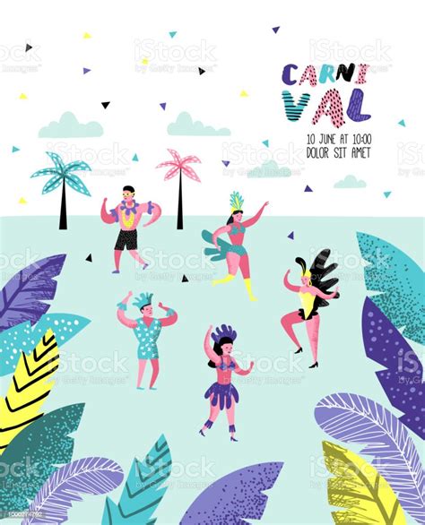 카니발 포스터 배너 문자 사람들 춤와 안내 책자 마스크와 축제 기호 Masqeurade 파티 요소입니다 벡터 일러스트 레이 션 사육제에 대한 스톡 벡터 아트 및 기타 이미지