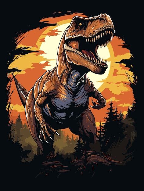 Jurassic World Tyrannosaurus Rex Dinosaur Portrait In Vector Pop Art