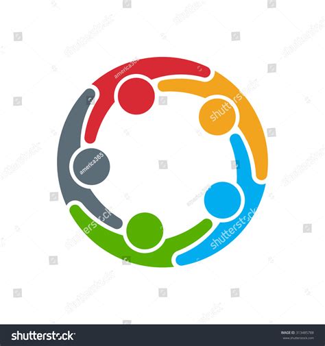 Unusual People Logo Group Five Persons Stock Vector Royalty Free