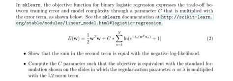 In Sklearn The Objective Function For Binary
