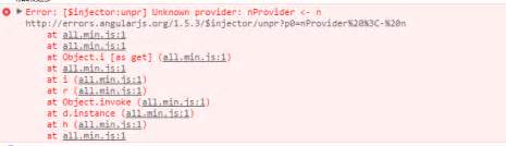 Angularjs Error Injectorunpr Unknown Provider Nprovider