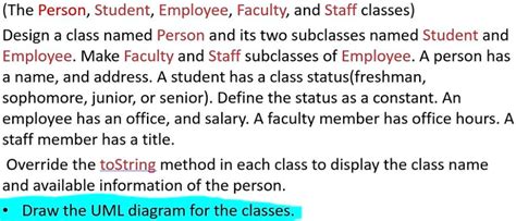 Solved Text Only Draw The Uml Diagram For These Classes The Person