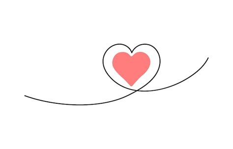 Le Signe Du Cœur Et De Lamour Dans Un Dessin Continu Dune Ligne
