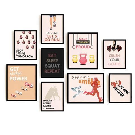 Set 9 Inspirational Wall Decor Motivational Wall Decor Workout