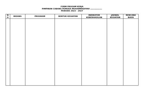 Form Progam Kerja Pdf