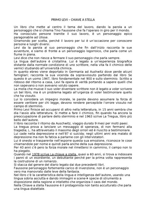 Primo Levi Vita E Opere Schemi E Mappe Concettuali Di Letteratura