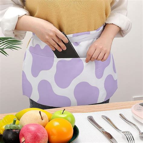 Waitress Half Waist Apron With 3 Pockets Waterproof Restaurant Server