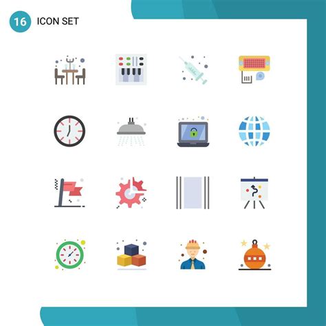 16 Universal Flat Color Signs Symbols Of Wall Clock Injection Input