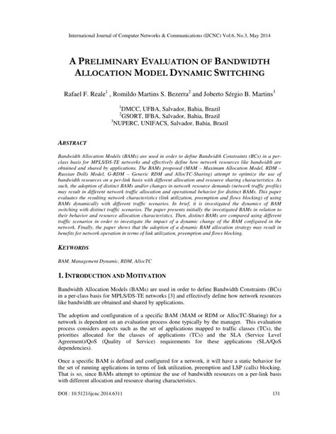 Pdf A Preliminary Evaluation Of Bandwidth Allocation Model Dynamic
