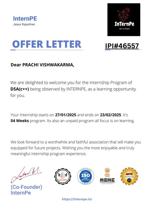 Internpe Internship Skills Prachi Vishwakarma