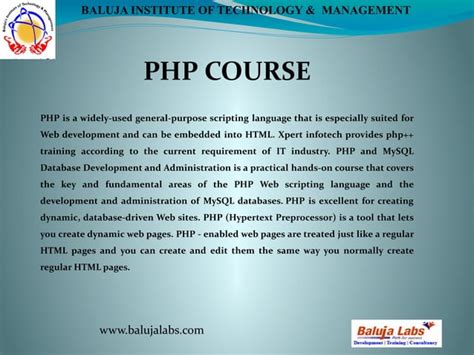 Advanced Php Course Ppt