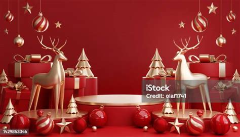 크리스마스 산타 클로스와 크리스마스 트리 선물 상자 리본 제품 향수 프로모션 판매 프리젠 테이션 배경색에 화장품에서 3d 렌더링 실린더 연단 나무에 대한 스톡 벡터 아트 및