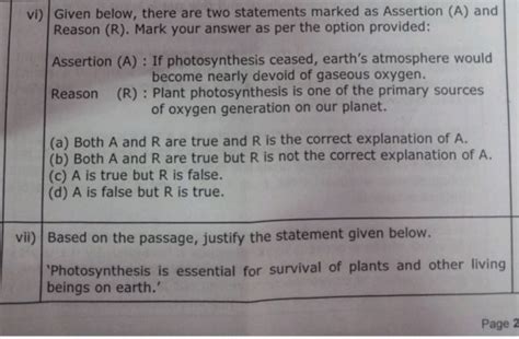 vi given below there are two statements marked as assertion a and rea