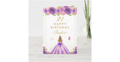 Purple Floral Blonde Hair Girl Happy Birthday Card Zazzle