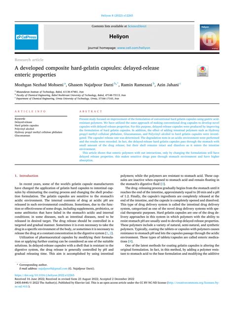 Pdf A Developed Composite Hard Gelatin Capsules Delayed Release