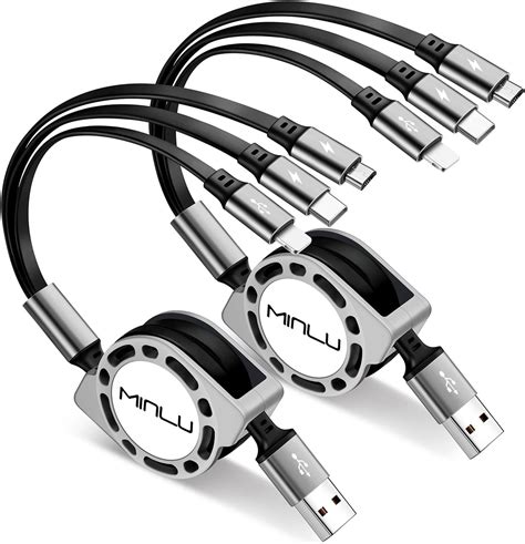 2 Pack Rulus 4ft 30a Retractable Multi Usb Charger Cord