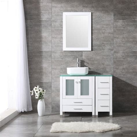 Wonline 36 Square Ceramic Sink Bathroom Vanity Cabinet Solid Wood