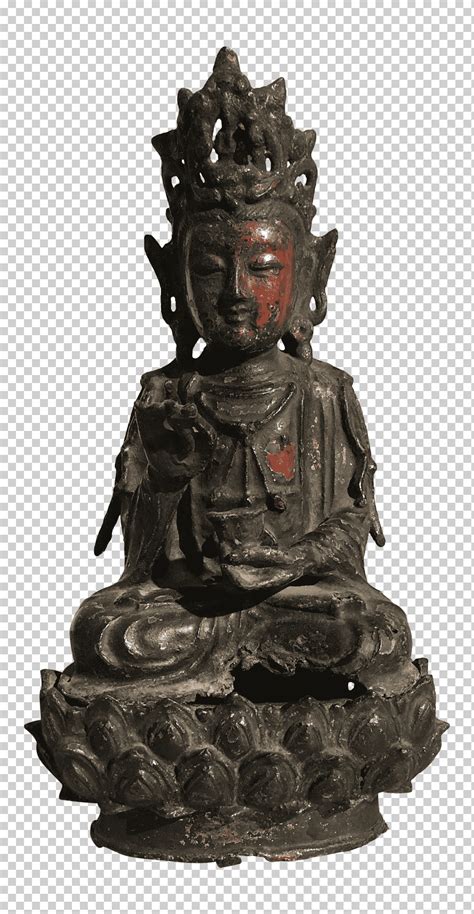 청동 조각 관음 크리스티 동상 골동품 경매 명나라 작은 입상 Png Klipartz