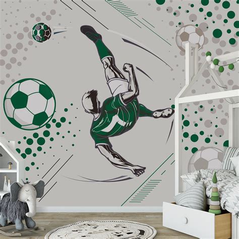 Papel de parede infantil para quarto de bebê Futebol Silhuetas
