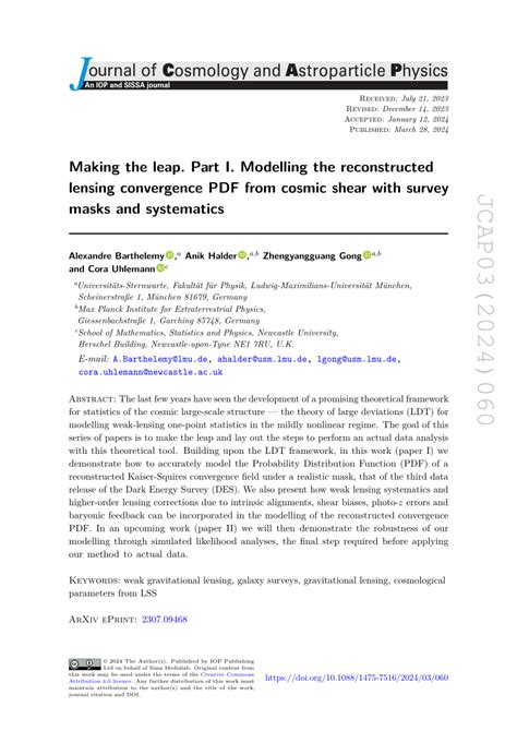 Pdf Making The Leap Part I Modelling The Reconstructed Lensing Convergence Pdf From Cosmic