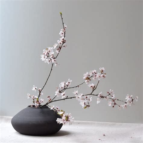 For Camille Minimalist Ikebana Vase Rustic Black Clay With Black