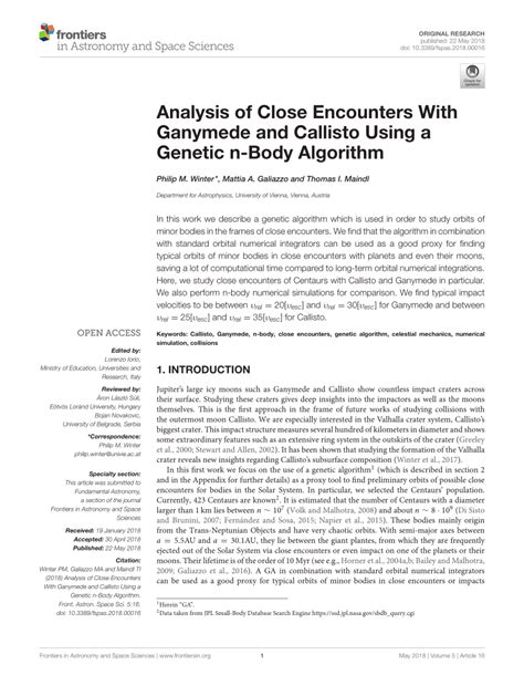 Pdf Analysis Of Close Encounters With Ganymede And Callisto Using A