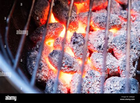 Hot Charcoal Coals Burning Red In A Bbq In Adelaide South Australia On