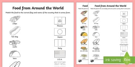 Food From Around The World Worksheet Primary Resources