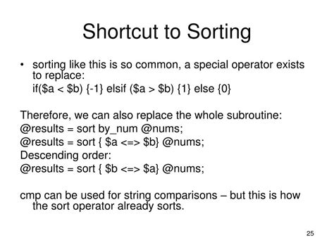 Ppt Perl Subroutines For Sorting Powerpoint Presentation Free
