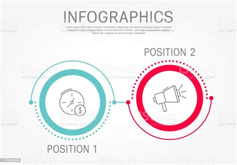 현대적이 고 간단한 평면 벡터 일러스트입니다 두 개의 원 요소 분야와 백분율 Infographic 템플릿 비즈니스 프레 젠 테이