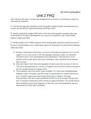 Unit FRQ Docx Ap Human Geography Unit FRQ Over The Last Years Europe Has Changed