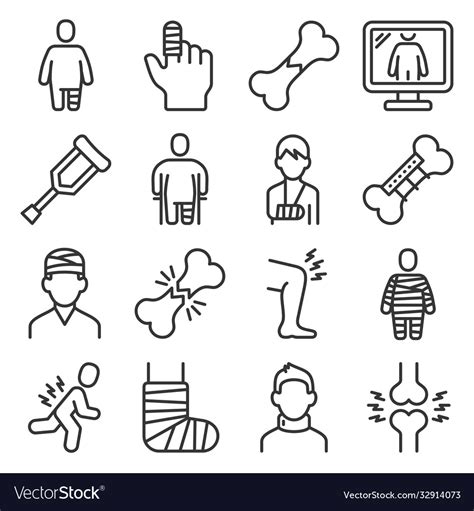 Fracture Bone Icons Set On White Background Vector Image