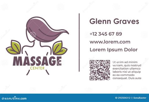 Massage Center Care Back Muscles Business Card Stock Vector