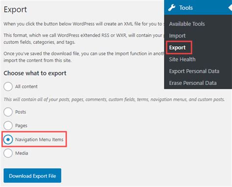 How To Import Export Navigation Menus In WordPress