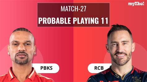 Pbks Vs Rcb Playing 11 Ipl 2023 Predicted Probable 11 Of Match 27