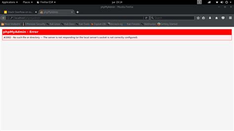 Mysql Error Configuracion Socket Phpmyadmin Kali Linux Stack