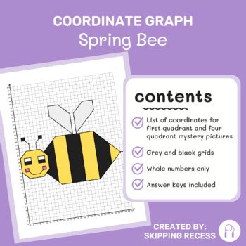 Coordinate Graph Mystery Picture Spring Bee By Skipping Recess TpT