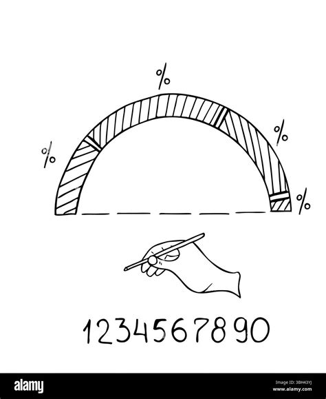 hand drawn half pie chart with shaded segments and percentage ratios