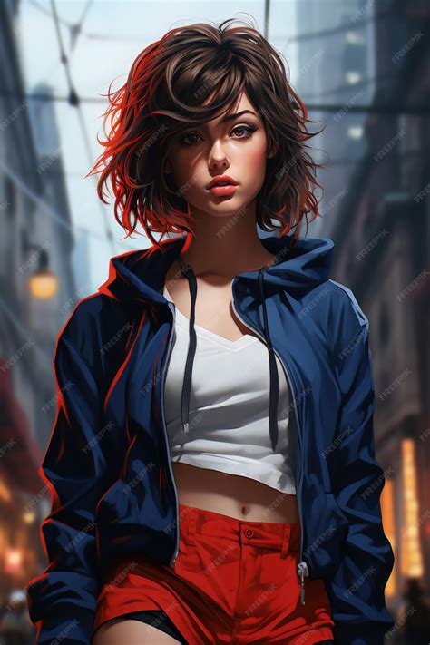 Premium Ai Image Beautiful Hot Anime Girl In Short Shorts And Jacket