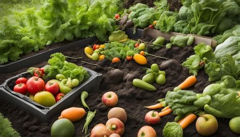 Premium Ai Image Organic Fruits And Vegetables Growing In Compost