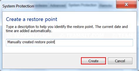การเปิดใช้งาน System Restore และสร้าง Restore Point บน Windows 7 Team