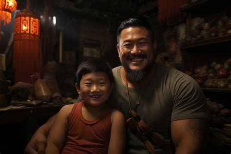 Joli Portrait De Père Et De Fils Pour La Fête Du Père Image Générée à Base Dia