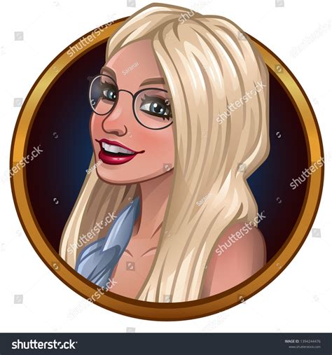 Portrait Beautiful Blonde Glasses Vector Illustration Stock Vector