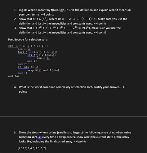 solved 1 big o what is meant by f n o g n give the