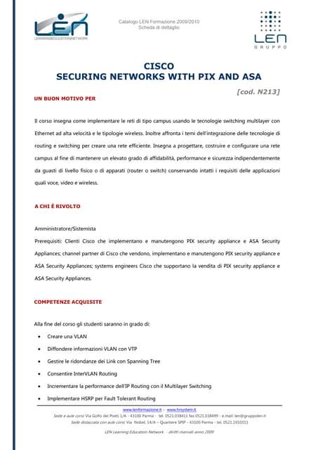 Cisco Securing Networks With Pix And Asa Scheda Corso Len Pdf